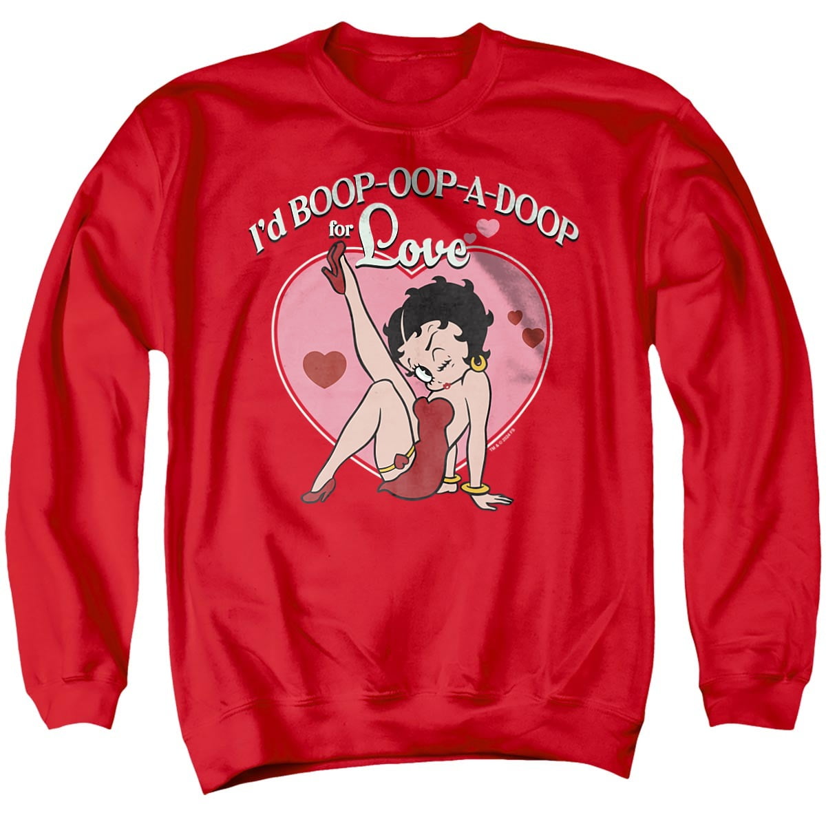 Betty Boop Boop Oop A Doop for Love Valentine Unisex Adult Crewneck Sweatshirt, Red, 5X-Large ...