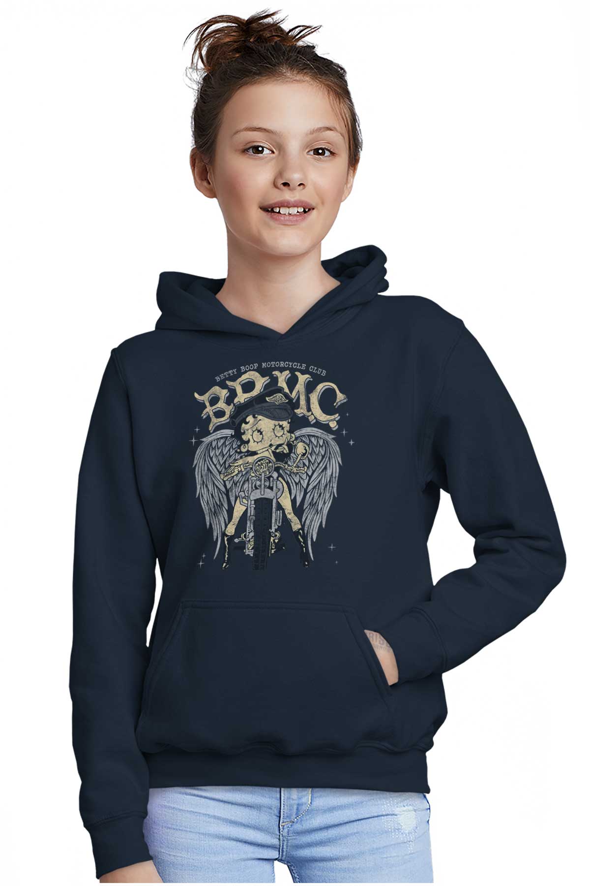 Betty Boop Cartoon Biker Angel Wings Kids Hoodie Sweatshirt Girls Teen ...