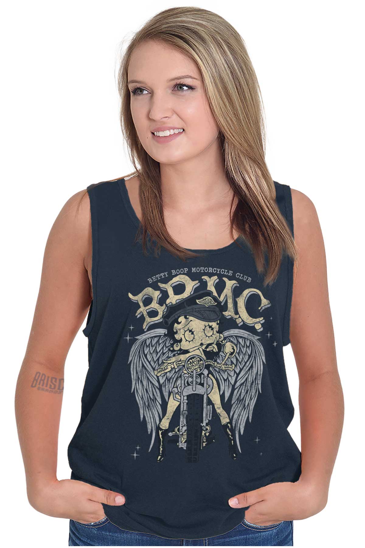 Betty Boop Cartoon Biker Angel Wings Tank Top Tee Shirt Women Brisco ...