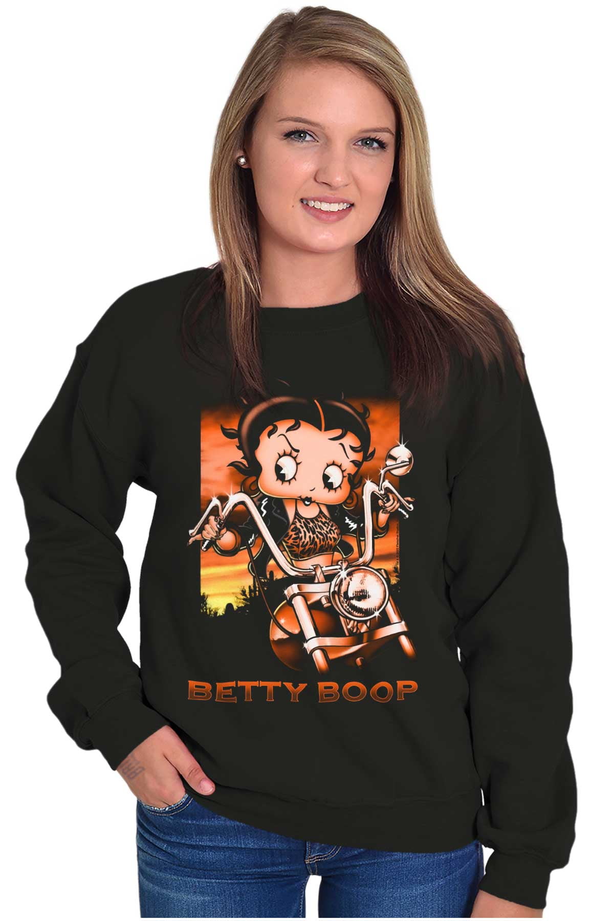 Betty Boop Cartoon Biker Attitude Women Plus Size Sweatshirt Brisco ...