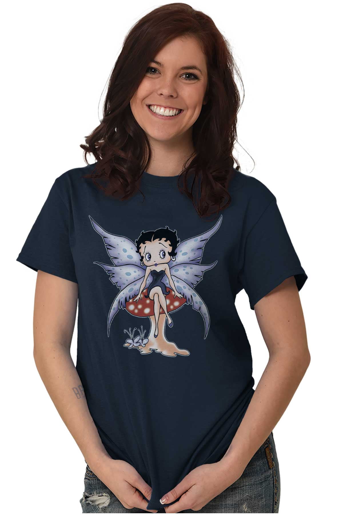 Betty Boop Cartoon Butterfly Mushroom Women's Graphic T Shirt Tees ...