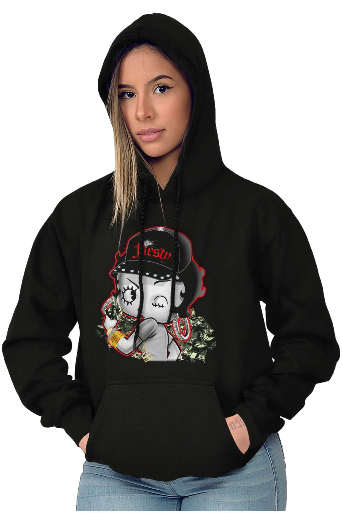 Betty Boop Cartoon Fiesty Cha-ching Women Plus Size Hoodie Brisco ...