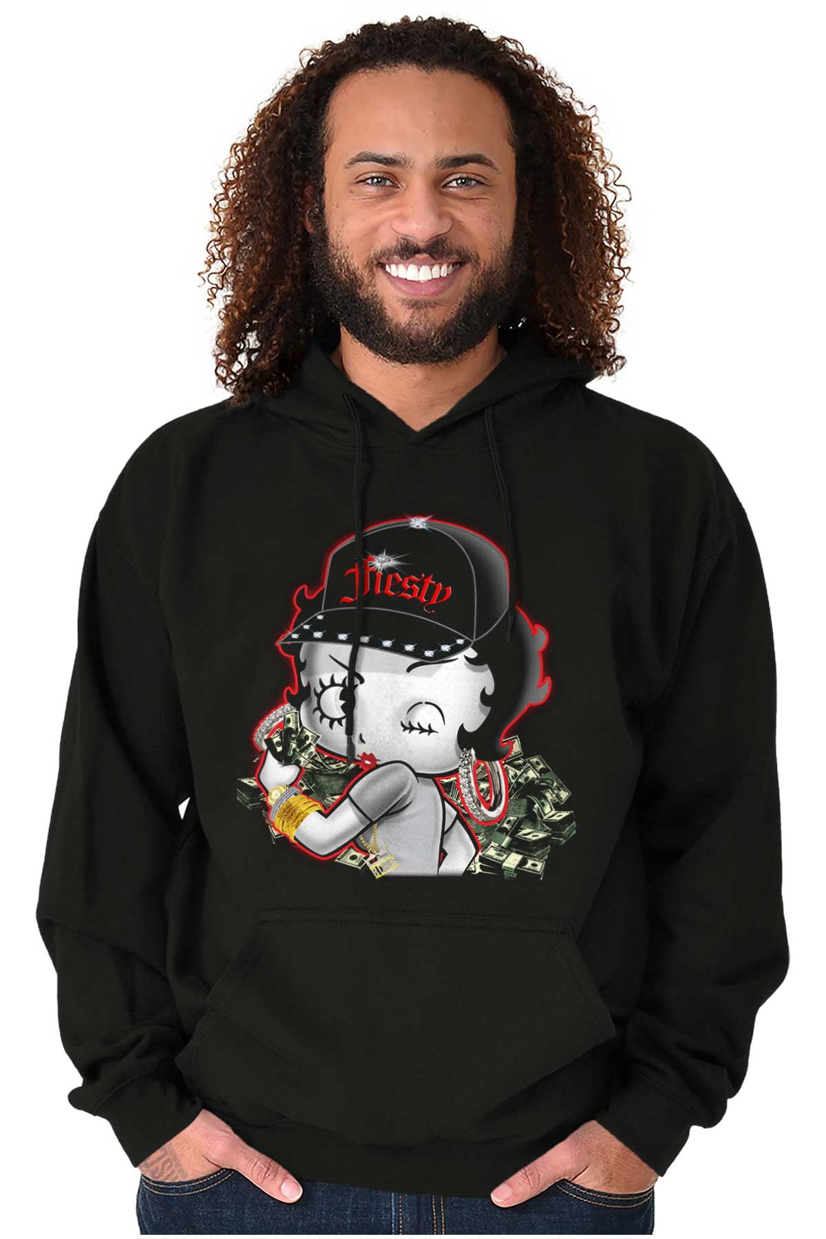 Betty Boop Cartoon Fiesty Cha-ching Hoodie Sweatshirt Women Brisco ...
