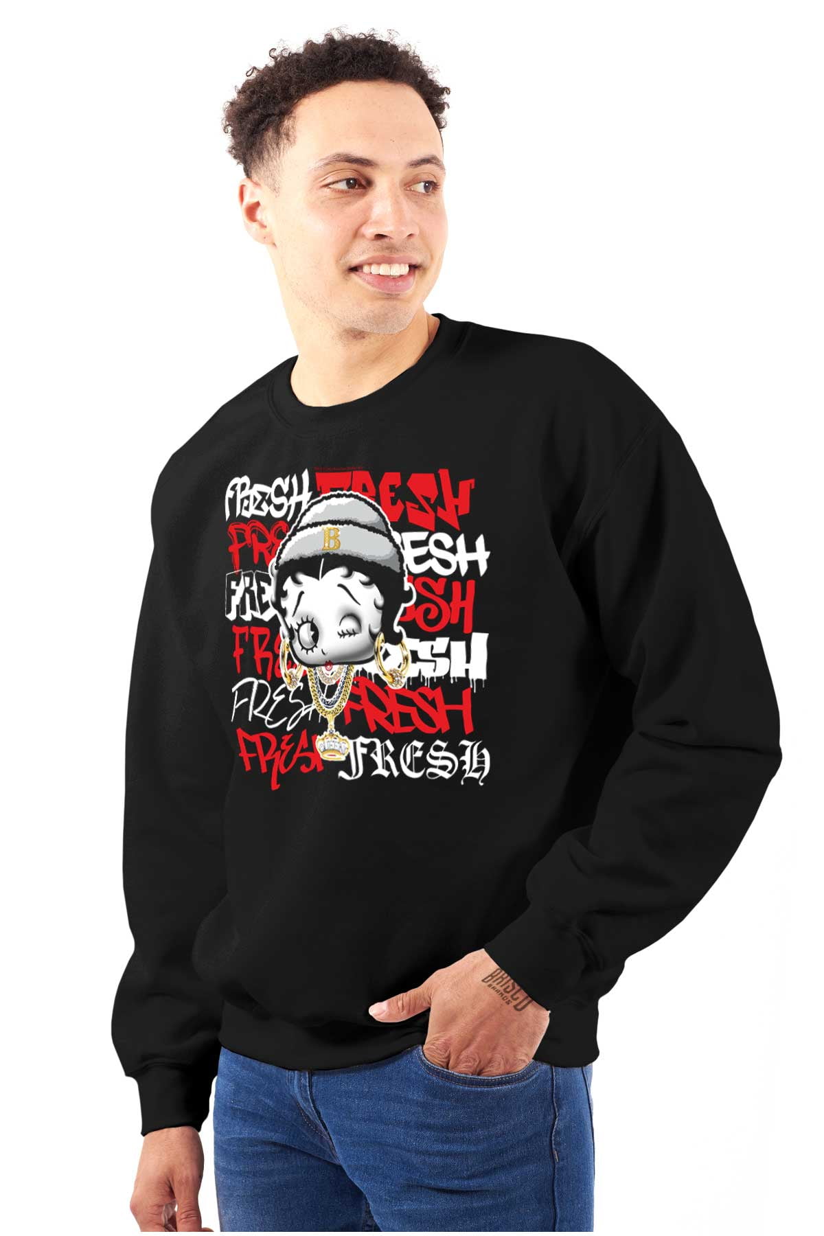Betty Boop Cartoon Fresher then Fresh Women Crewneck Sweatshirt Brisco Brands X - Walmart.com