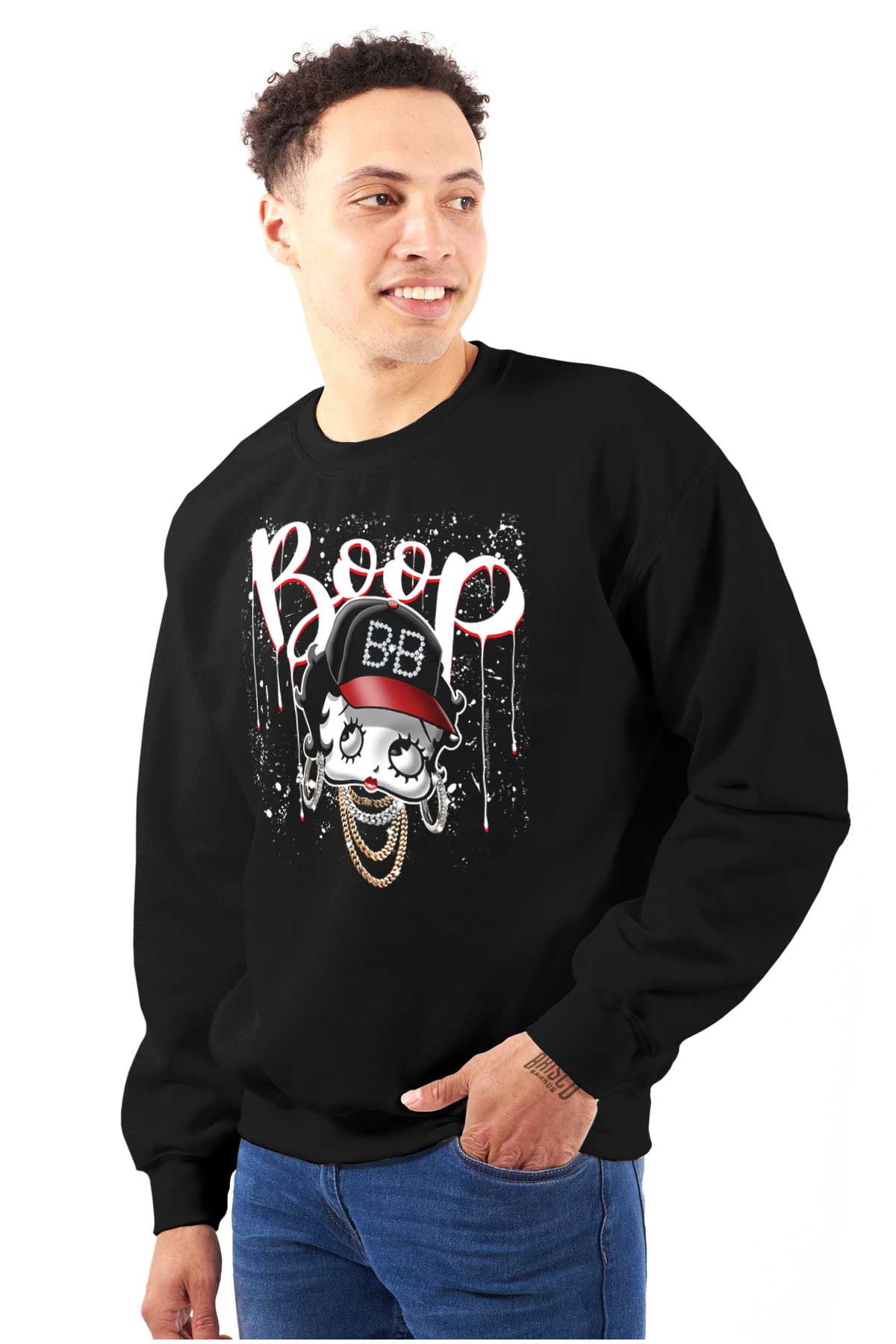 Betty Boop Cartoon Iconic Bling Women Crewneck Sweatshirt Brisco Brands ...