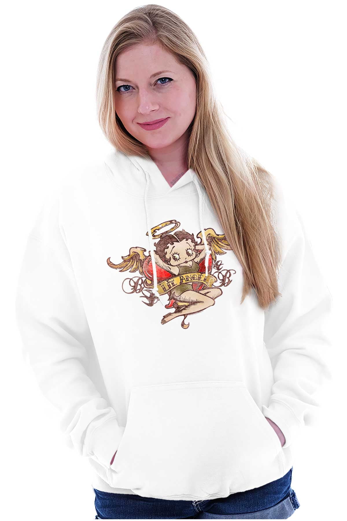 Betty Boop Cartoon Lil' Angel Tattoo Hoodie Sweatshirt Women Brisco ...