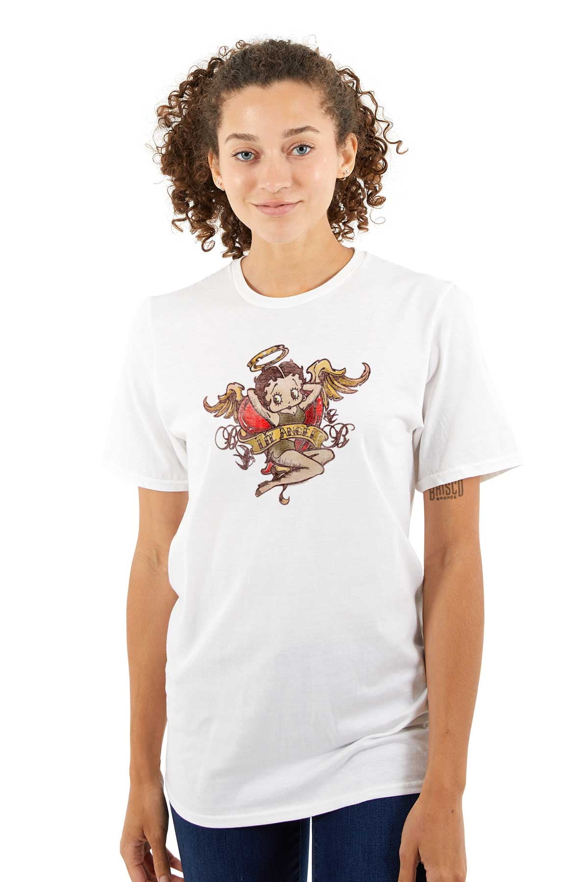 Betty Boop Cartoon Lil' Angel Tattoo Women's Graphic T Shirt Tees Brisco Brands M - Walmart.com