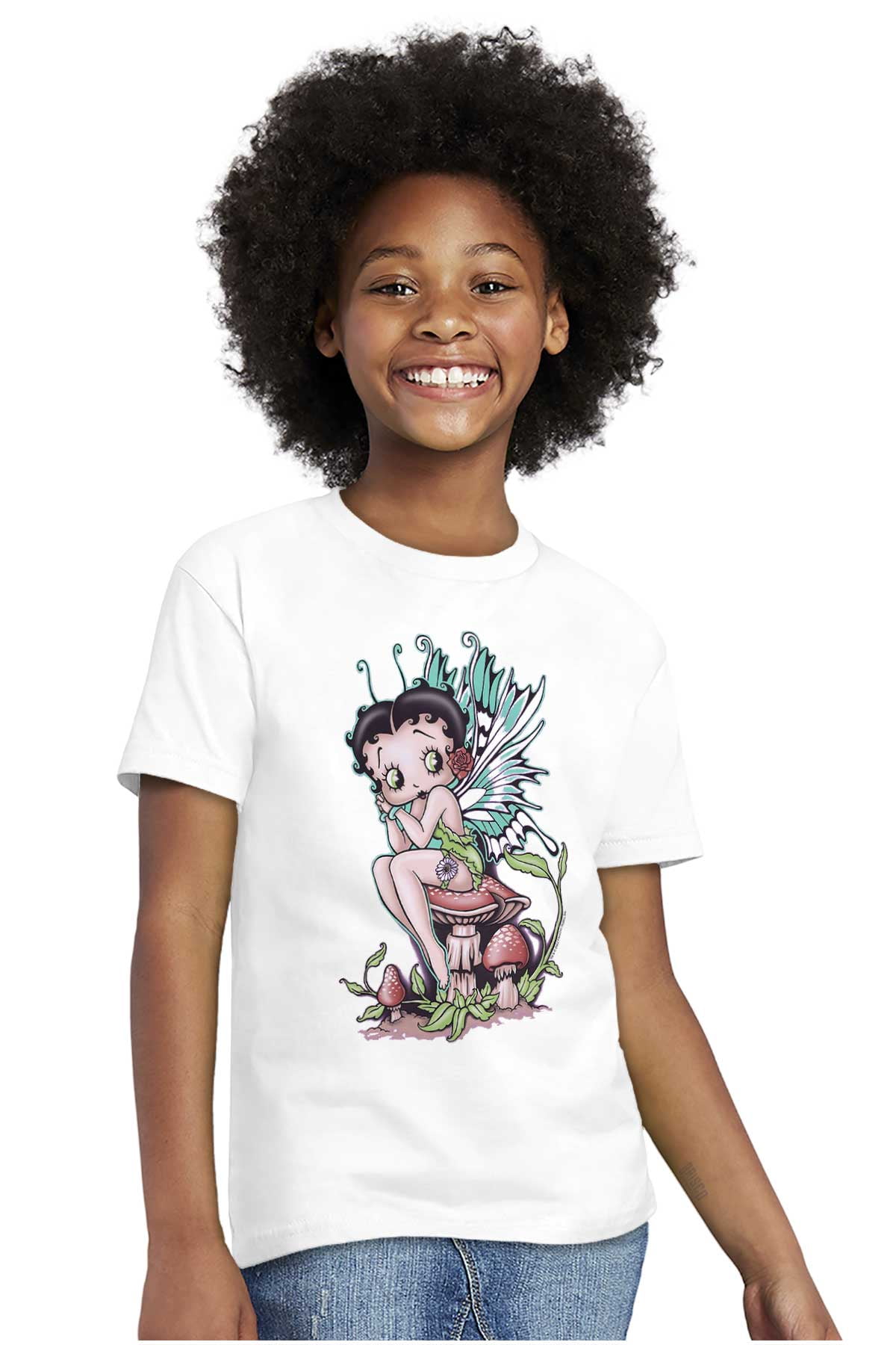 Betty Boop Cartoon Mushroom Pixie Girls Kids T Shirt Tees Teen Brisco Brands X - Walmart.com