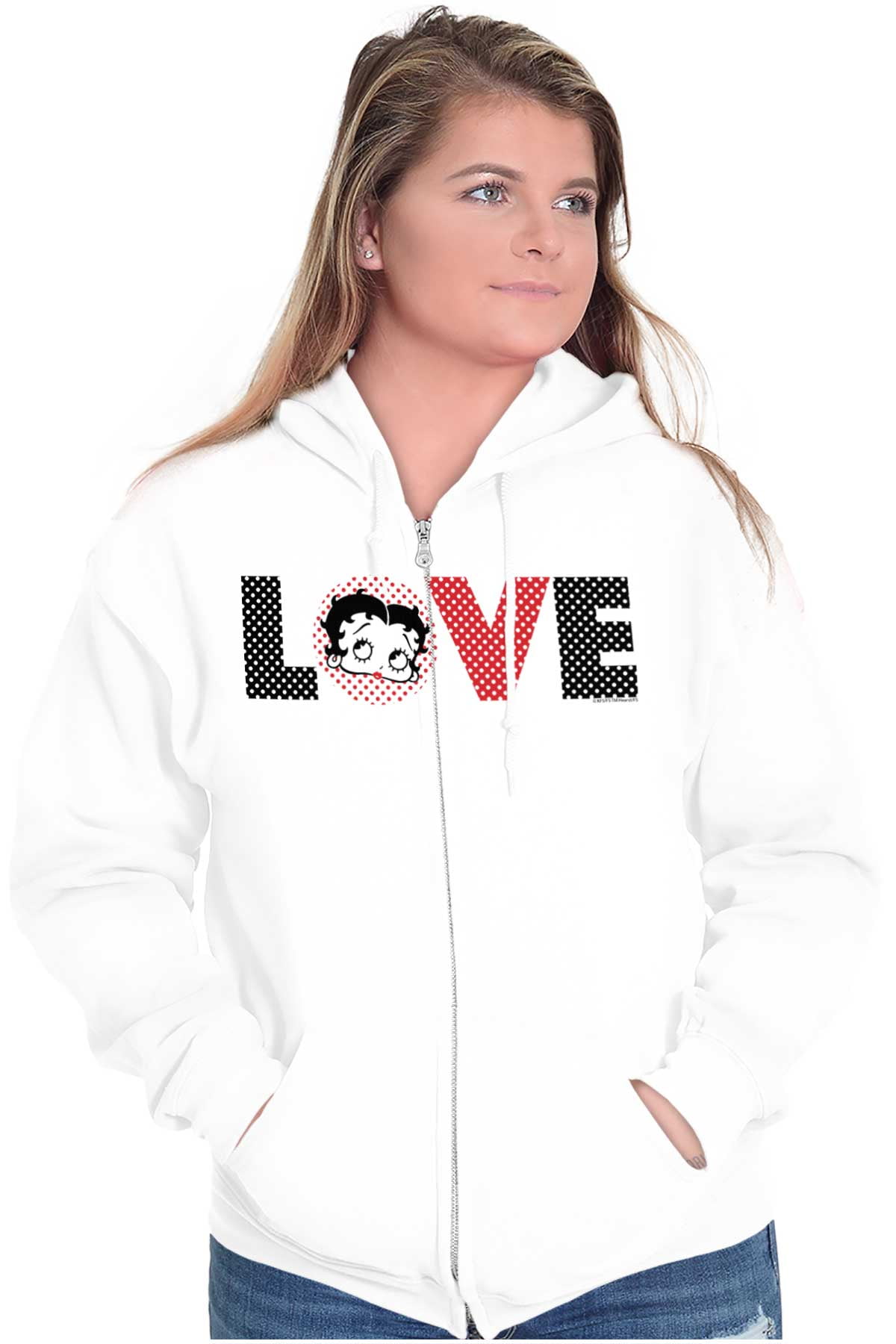 Betty Boop Cartoon Polka Dots Love Women Plus Size Zipper Hoodie Brisco ...