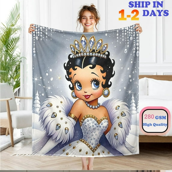 Betty Boop Cartoon Throw Blanket, 280GSM Ultra Soft Flannel, Luxury ...