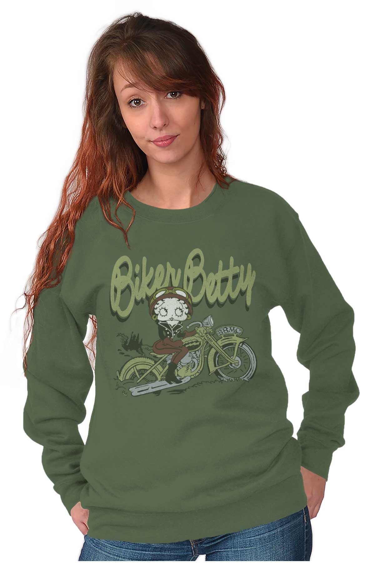 Betty Boop Cartoon Traveling Biker Women Crewneck Sweatshirt Brisco Brands M - Walmart.com