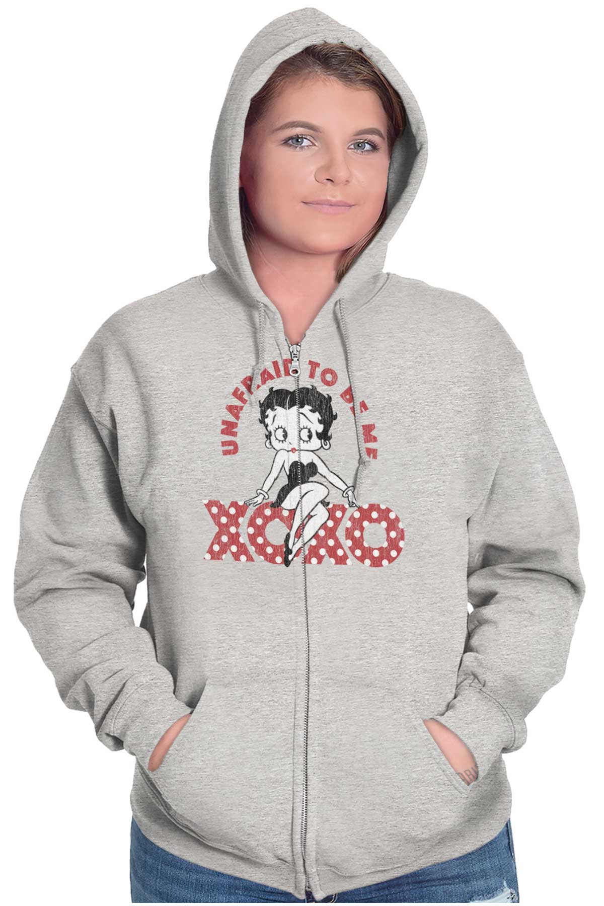 Betty Boop Cartoon Unafraid To Be Me Zip Hoodie Sweatshirt Women Brisco ...