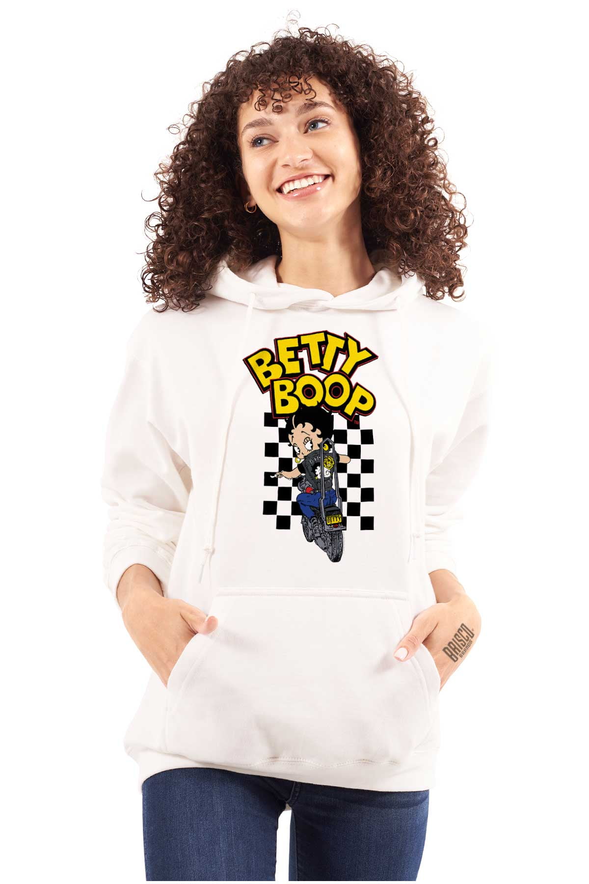 Betty Boop Checkerboard Biker Cartoon Women Plus Size Hoodie Brisco ...
