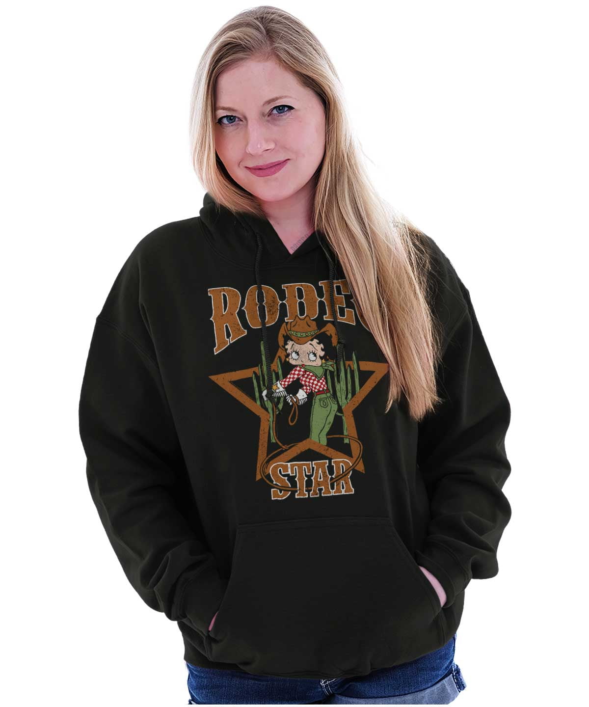 Betty Boop Cowgirl Rodeo Star Cartoon Hoodie Sweatshirt Women Brisco ...