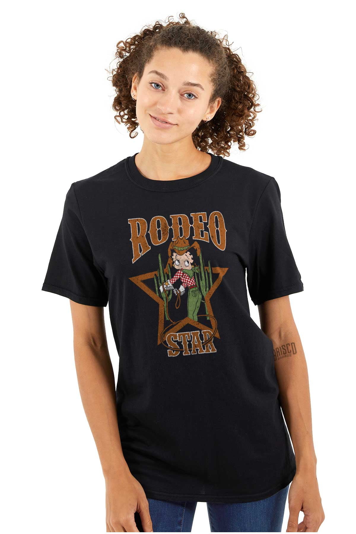 Betty Boop Cowgirl Rodeo Star Cartoon Women's Graphic T Shirt Tees ...