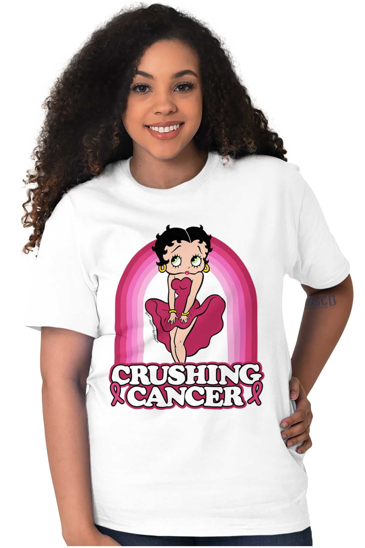 Betty Boop Crushing Breast Cancer Women Plus Size Graphic Tee Tees Brisco Brands 2X - Walmart.com