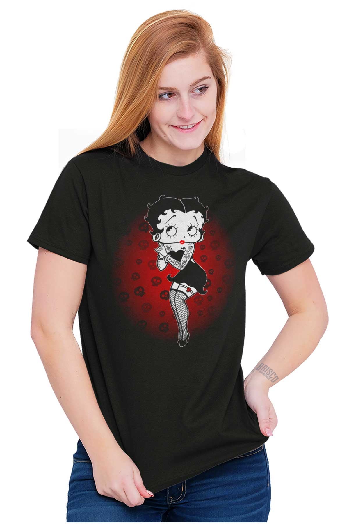 Betty Boop Dark Goth Tattoo Skull Women Plus Size Graphic Tee Tees ...