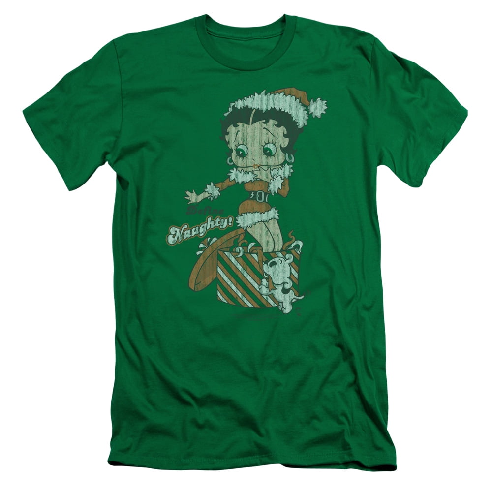 Betty Boop Define Naughty S/S Adult 30/1 T-Shirt Kelly Green - Walmart.com