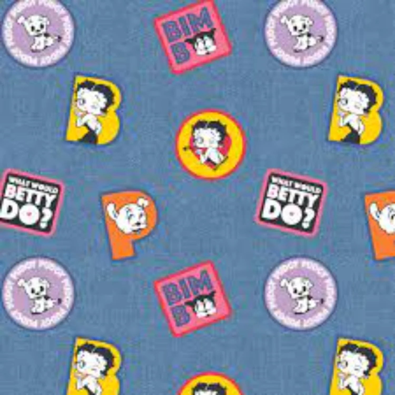 Betty Boop Denim Patches Cotton Fabric - Walmart.com
