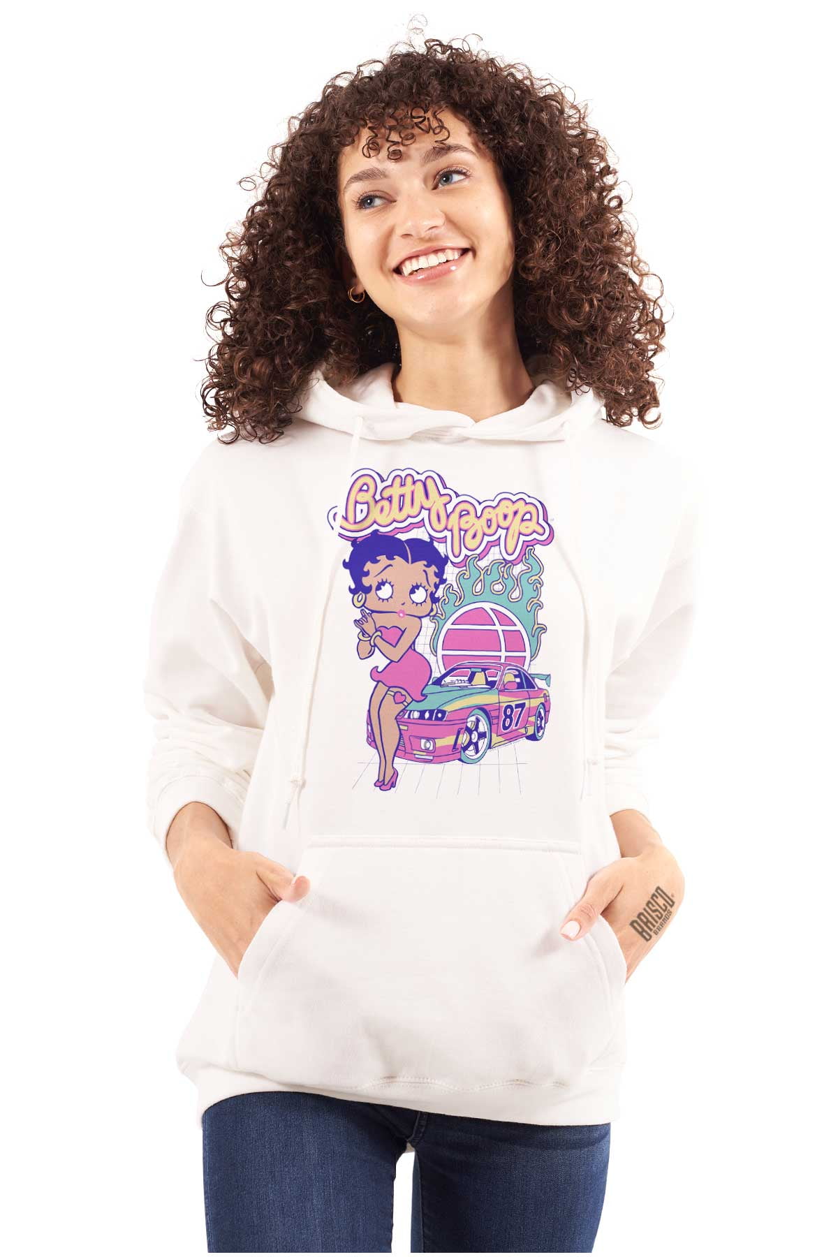 Betty Boop Flaming Racecar Cartoon Women Plus Size Hoodie Brisco Brands ...