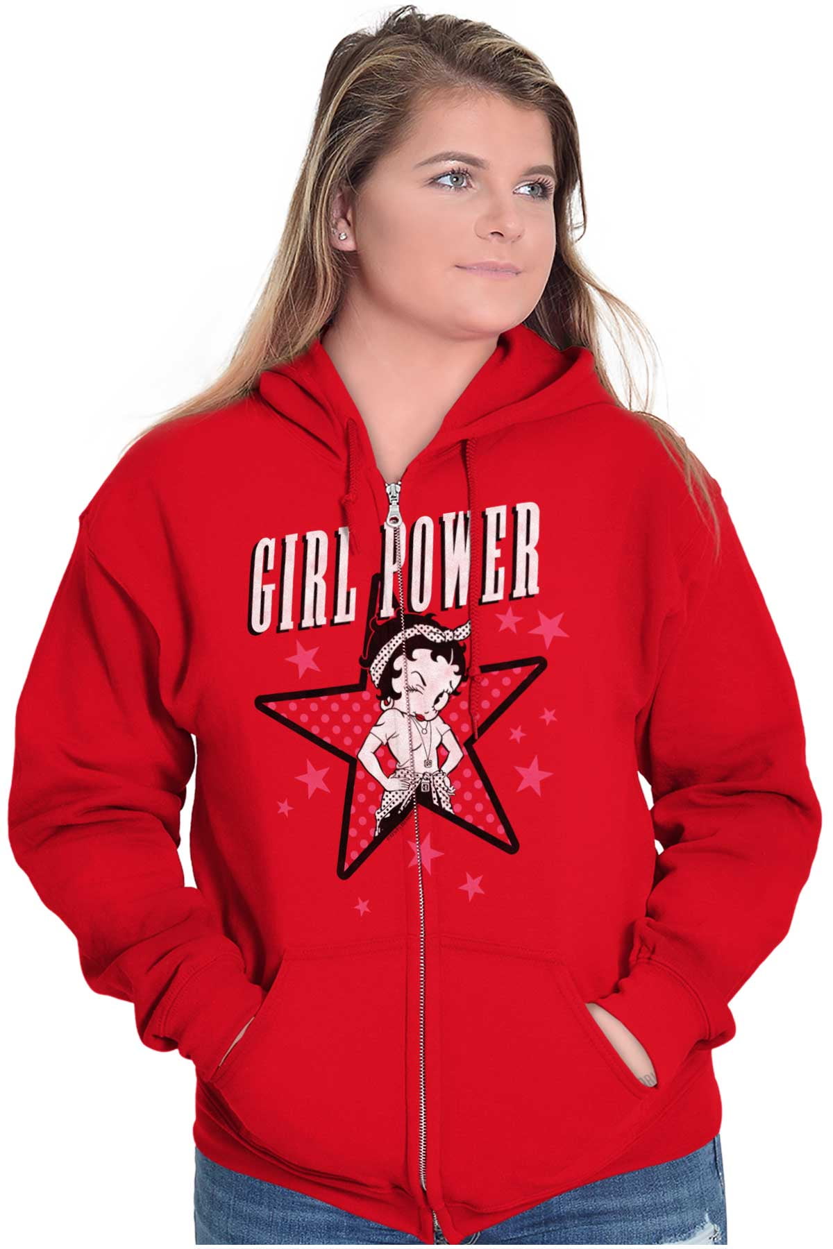 Betty Boop Girl Power Adorable Women Plus Size Zipper Hoodie Brisco ...