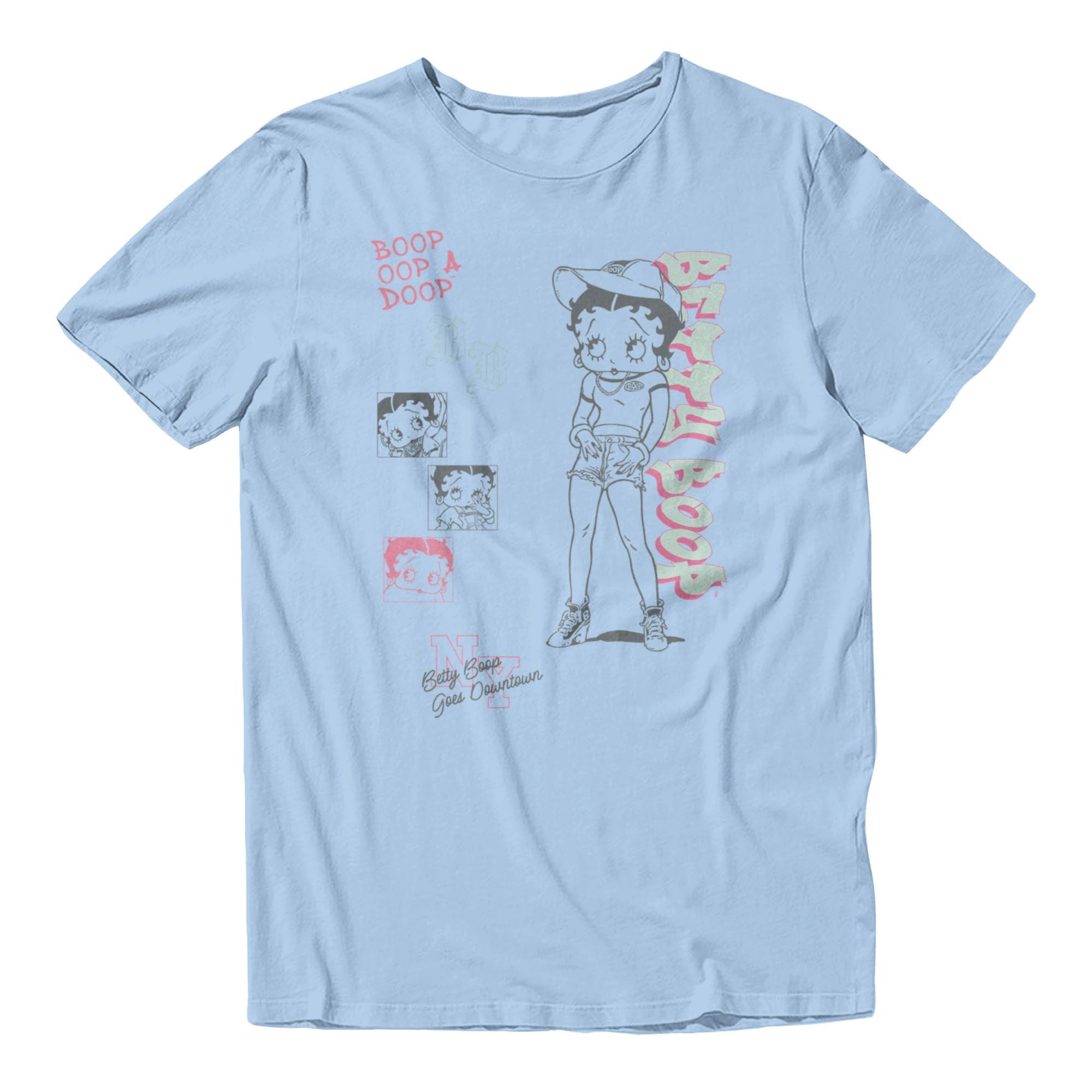 Betty Boop Goes Downtown Vintage Style Betty Men's T Shirt (Light Blue ...