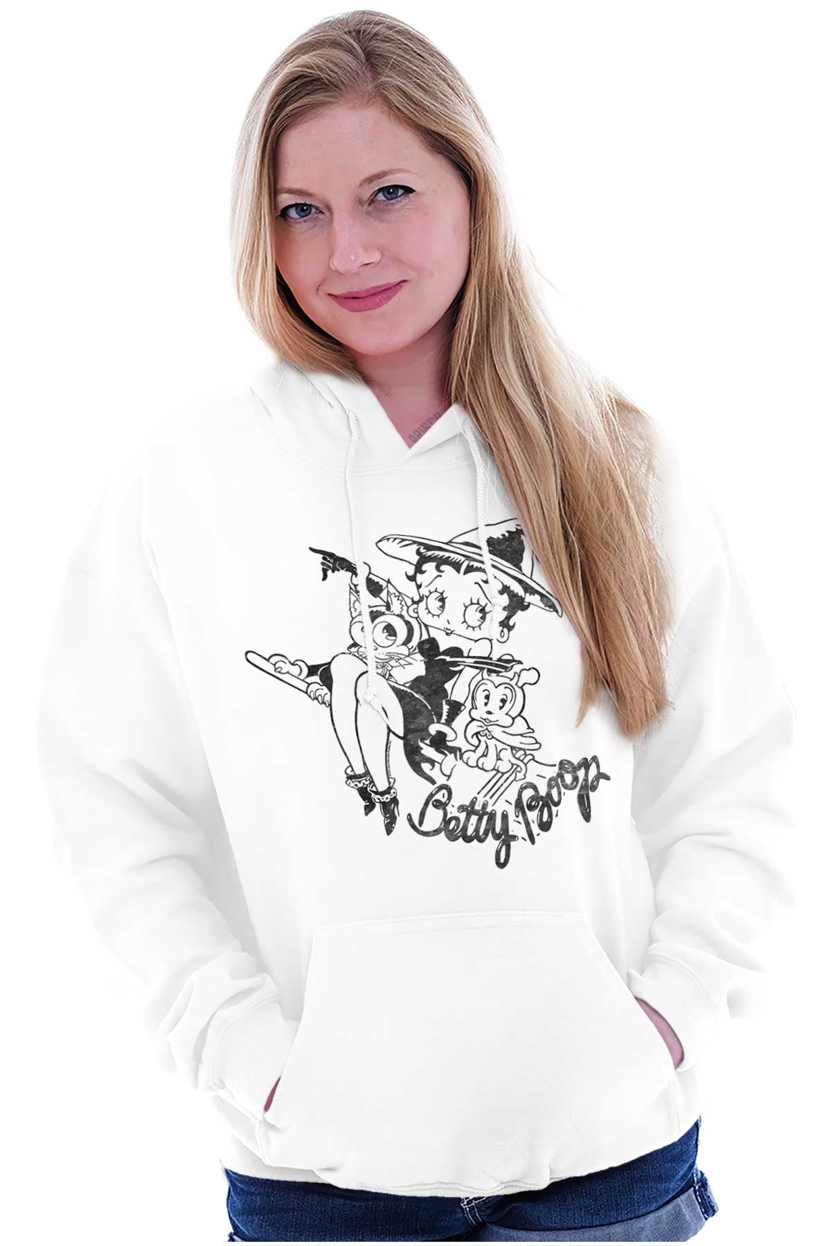 Betty Boop Halloween Flying Witch Hoodie Sweatshirt Women Brisco Brands ...