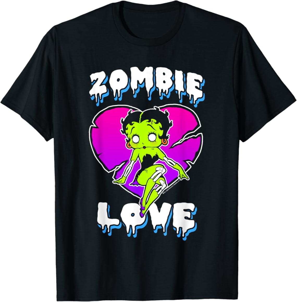 Betty Boop Halloween Zombie Love Death Heart Logo T-Shirt - Walmart.com