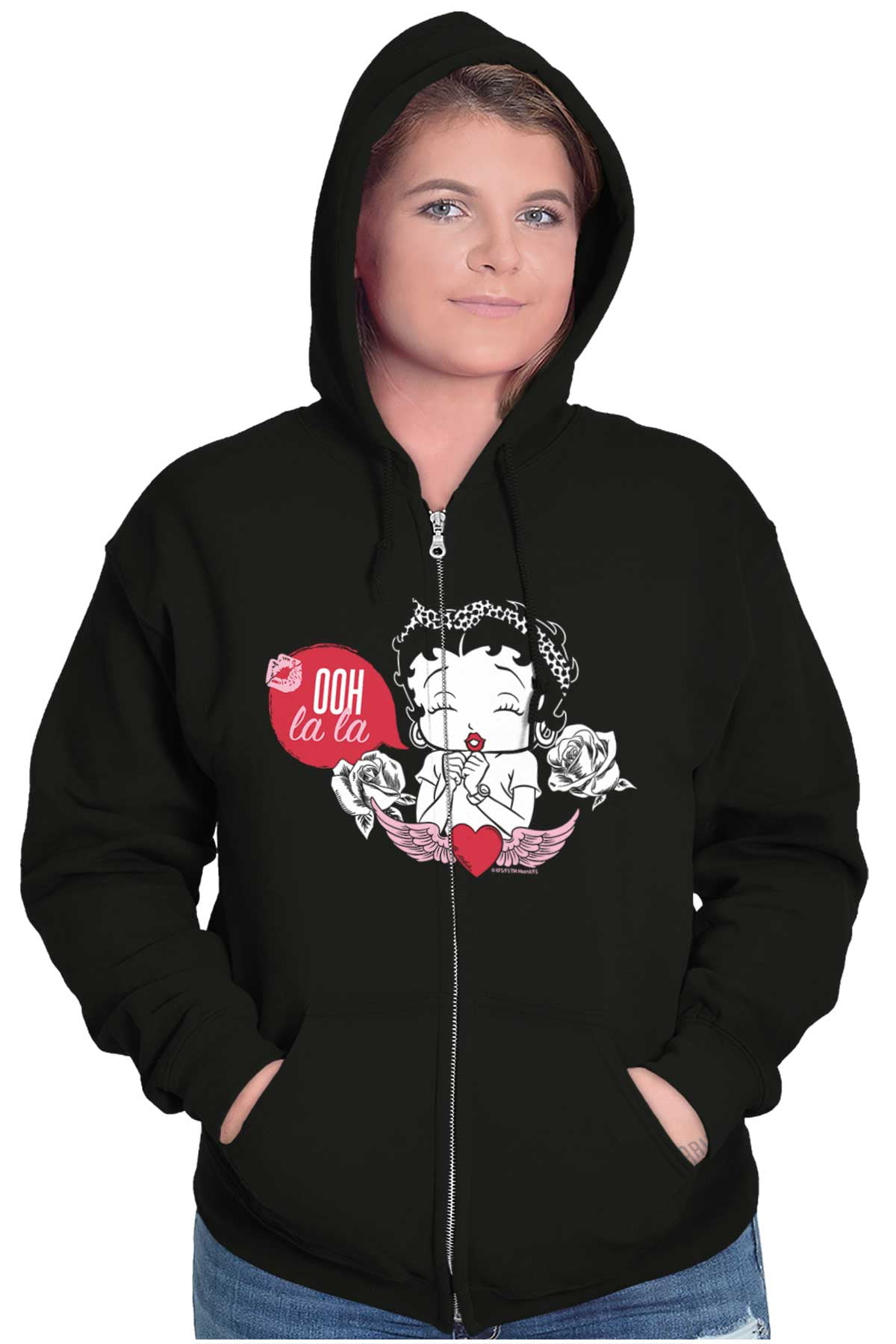 Betty Boop Heart Angel Wings Ooh LaLa Zip Hoodie Sweatshirt Women ...