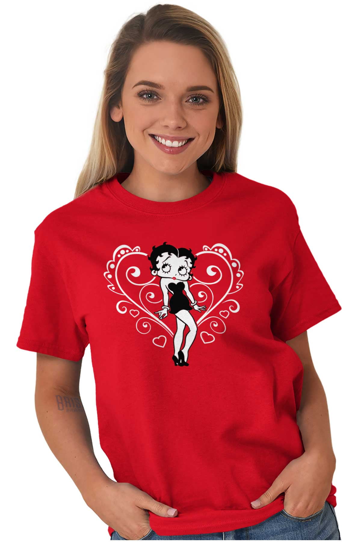 Betty Boop Heart Love Sassy Cartoon Women's Graphic T Shirt Tees Brisco Brands M - Walmart.com