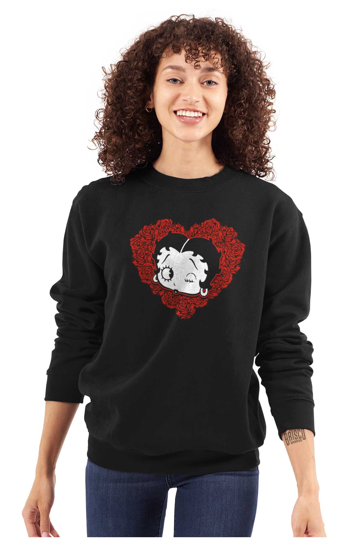 Betty Boop Heart Wink Blowing Kisses Women Plus Size Sweatshirt Brisco ...