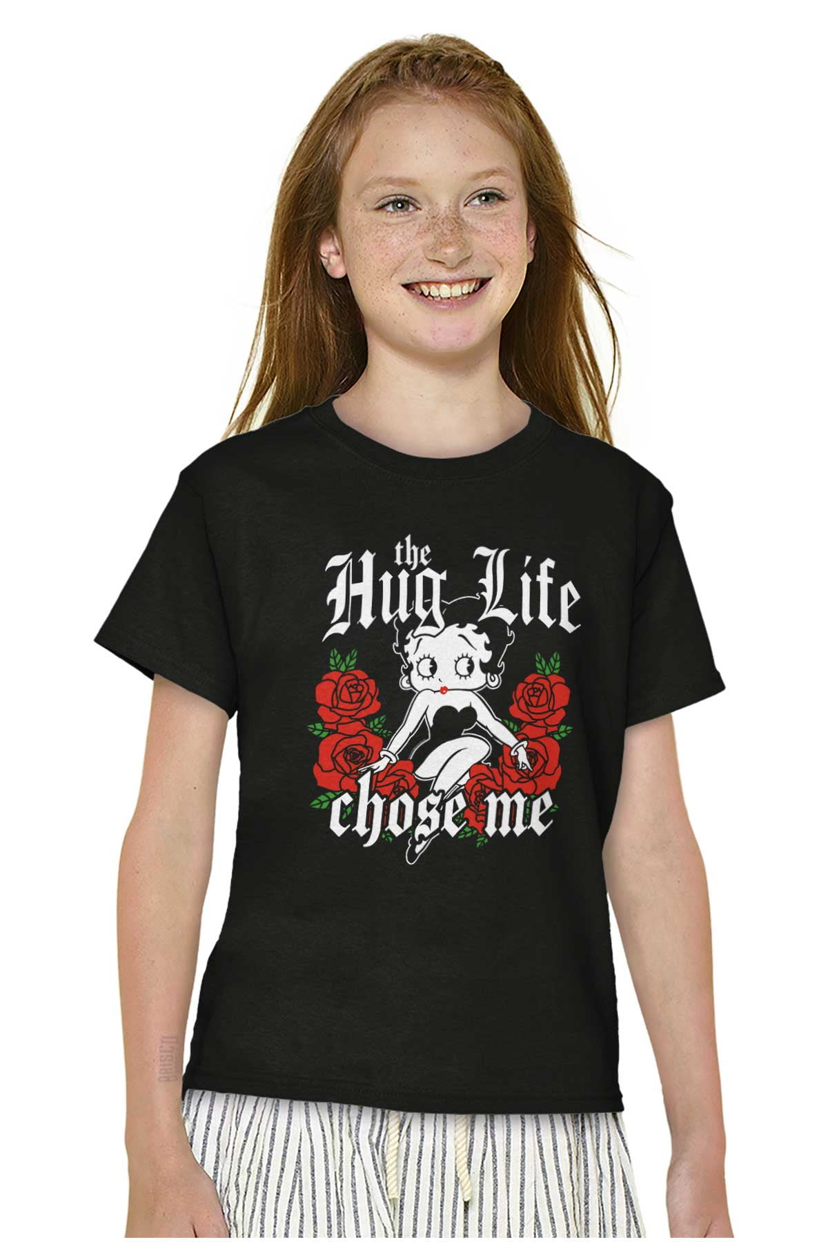 Betty Boop Hug Life Chose Me Roses Girls Kids T Shirt Tees Teen Brisco ...
