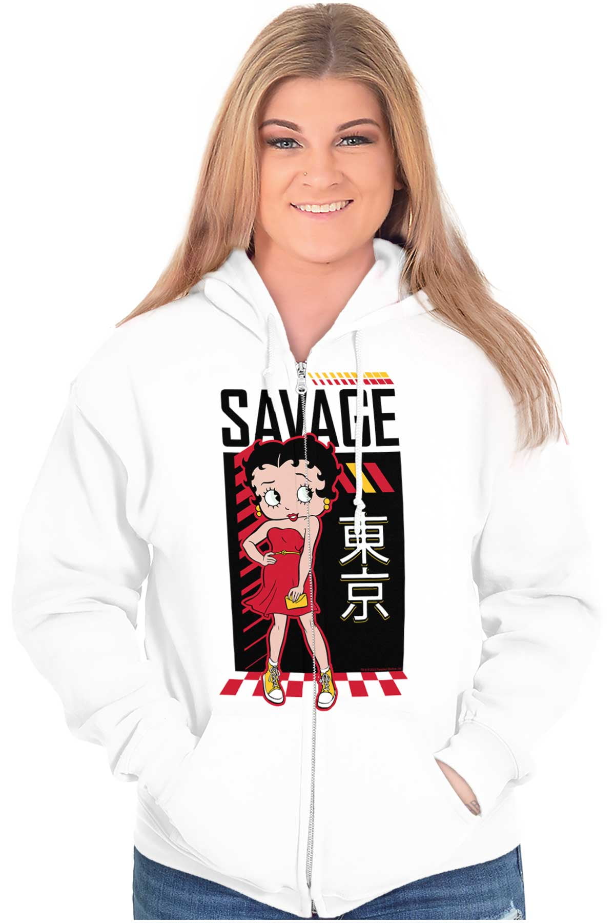 Betty Boop Kanji Savage Cartoon Women Plus Size Zipper Hoodie Brisco ...