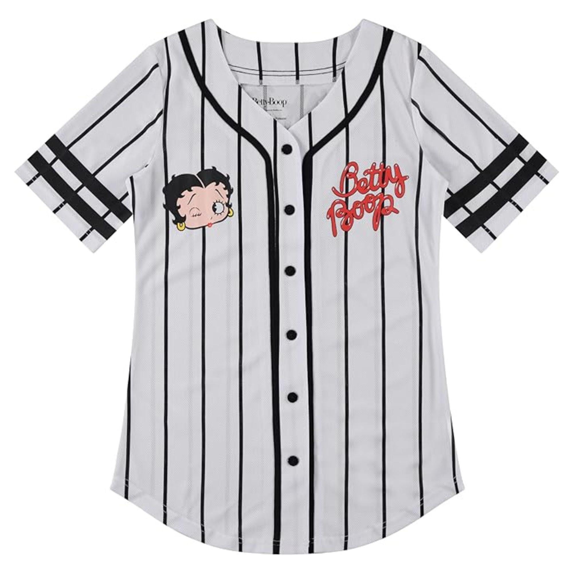 Betty Boop Women's Baseball Jersey, Classic Striped Baseball Shirt ...