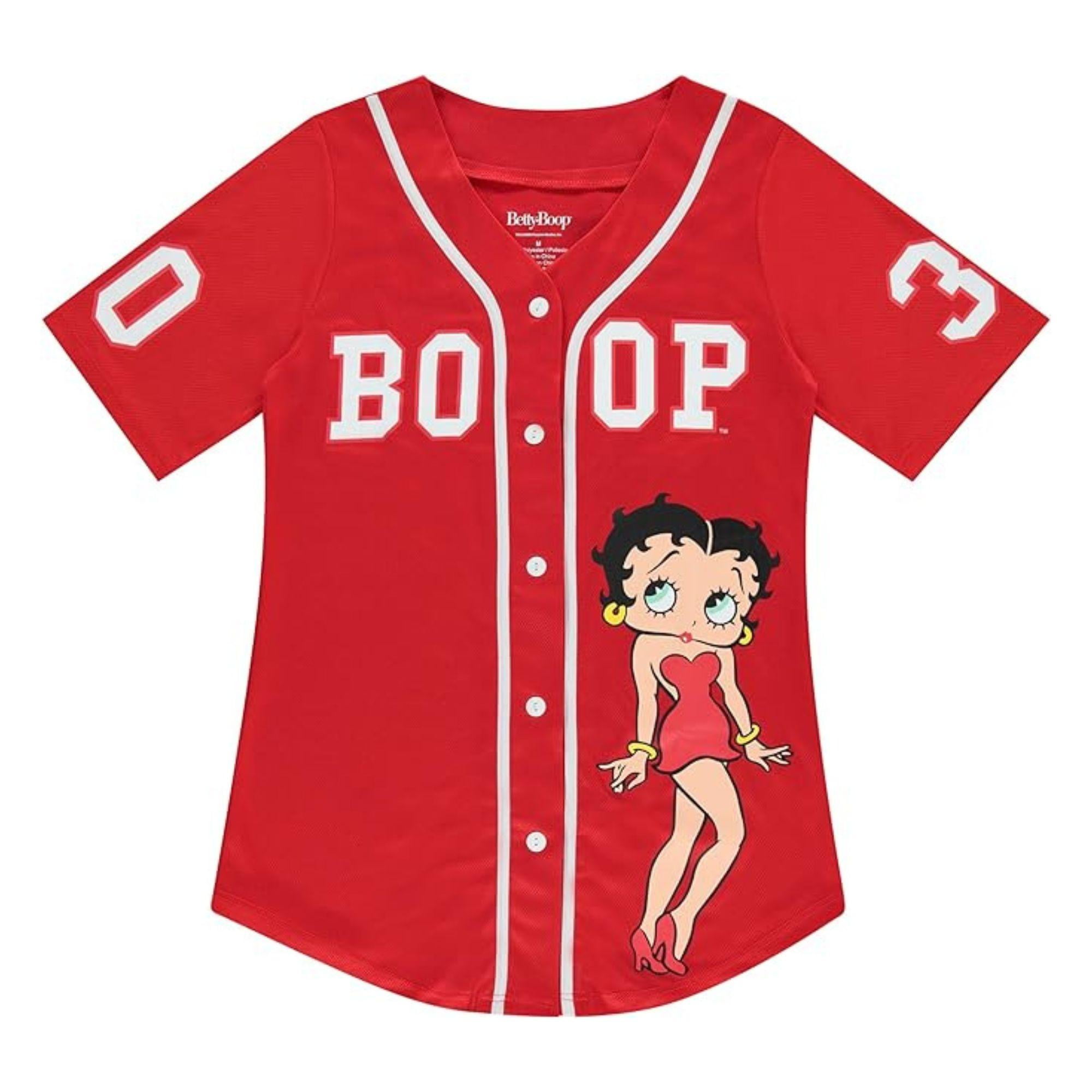 Free Shipping! Betty Boop Ladies Baseball Jersey, Classic Betty Boop ...