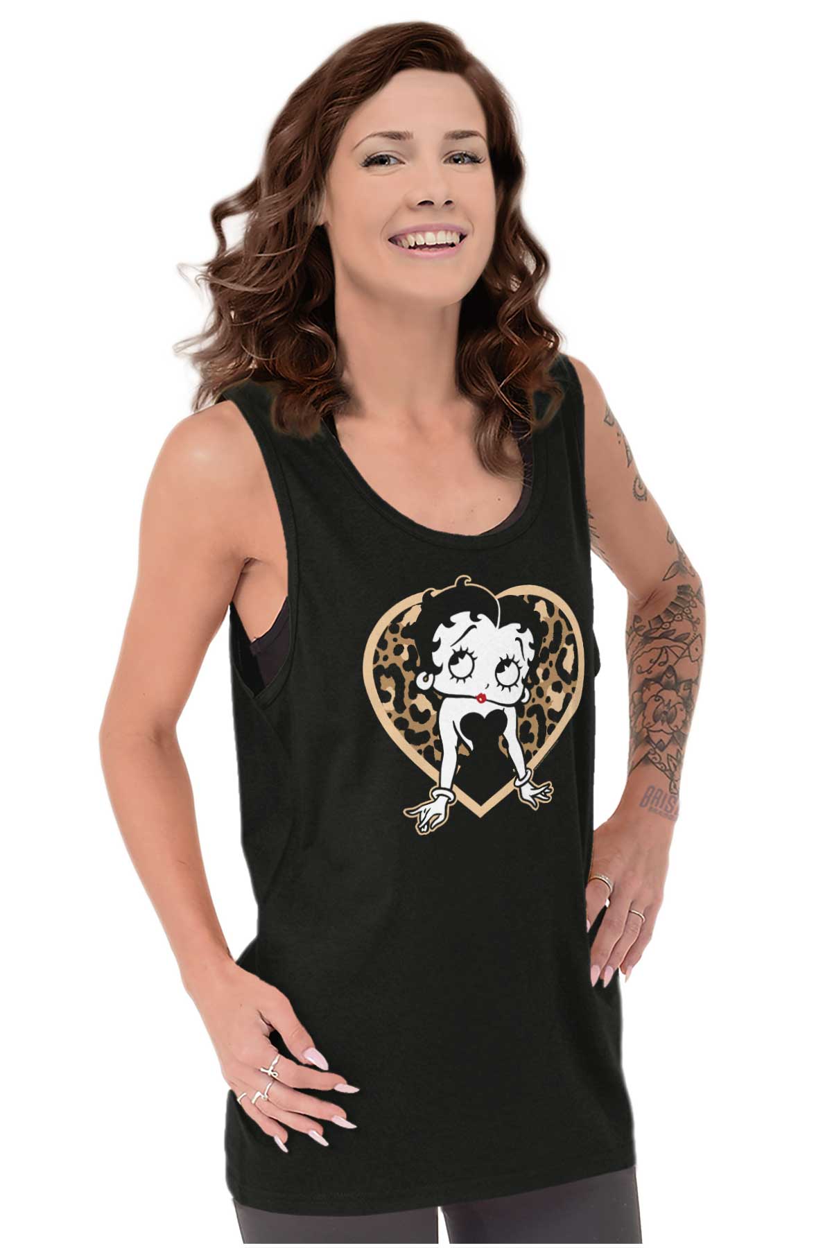 Betty Boop Leopard Print Heart Women Plus Size Tank Top Brisco Brands ...