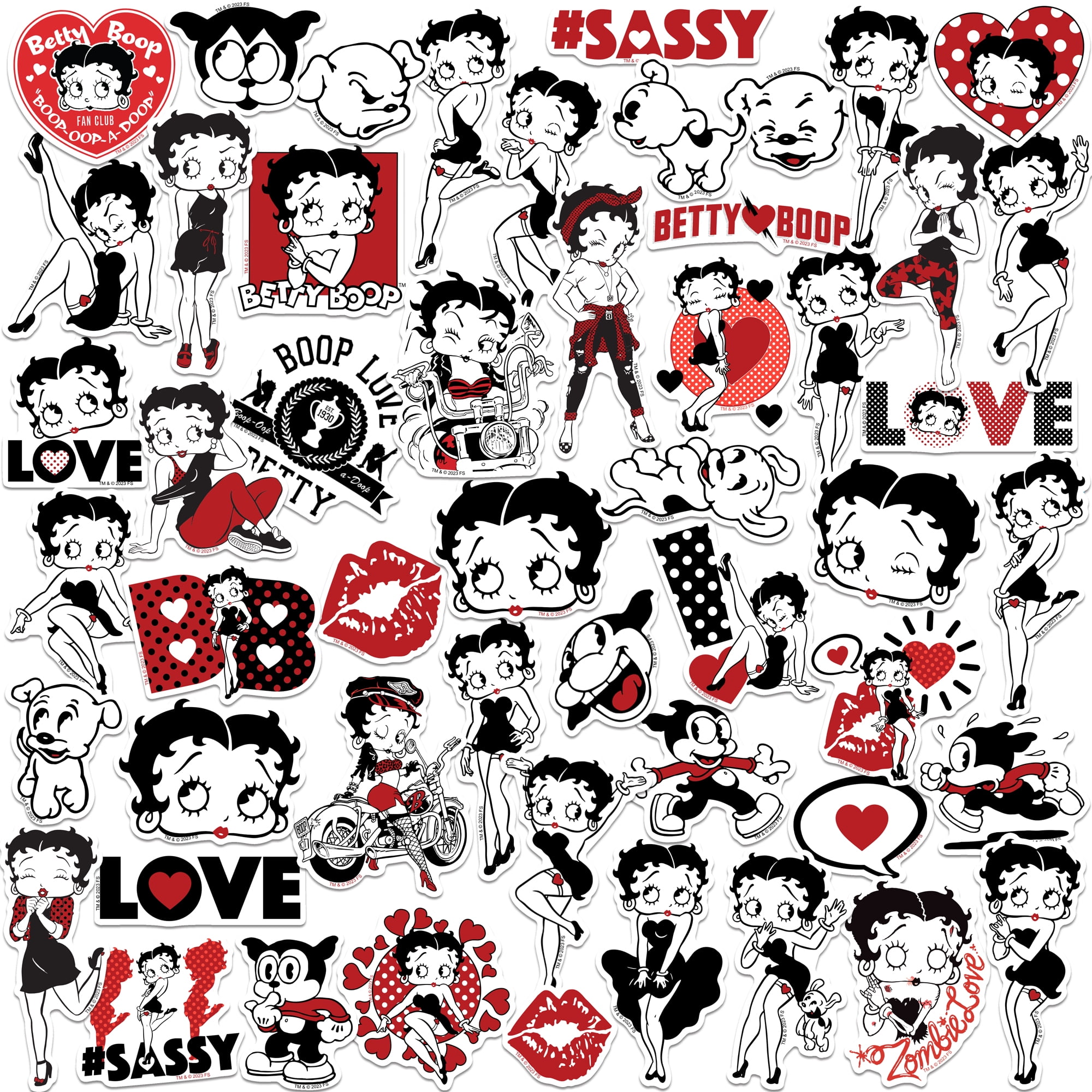 Betty Boop Limited Color 50ct Vinyl Large Deluxe Stickers Variety Pack ...