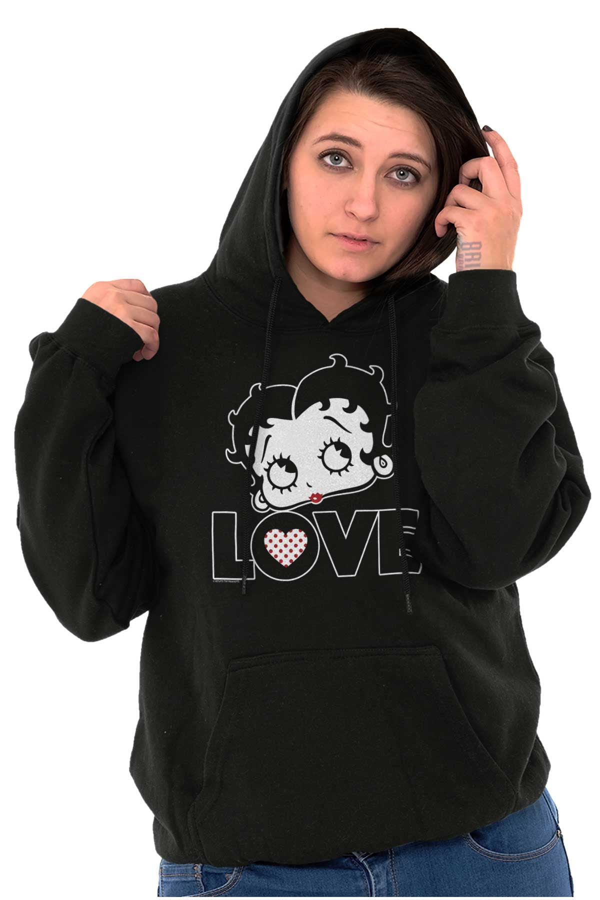 Betty Boop Love Cute Girly Cartoon Women Plus Size Hoodie Brisco Brands ...