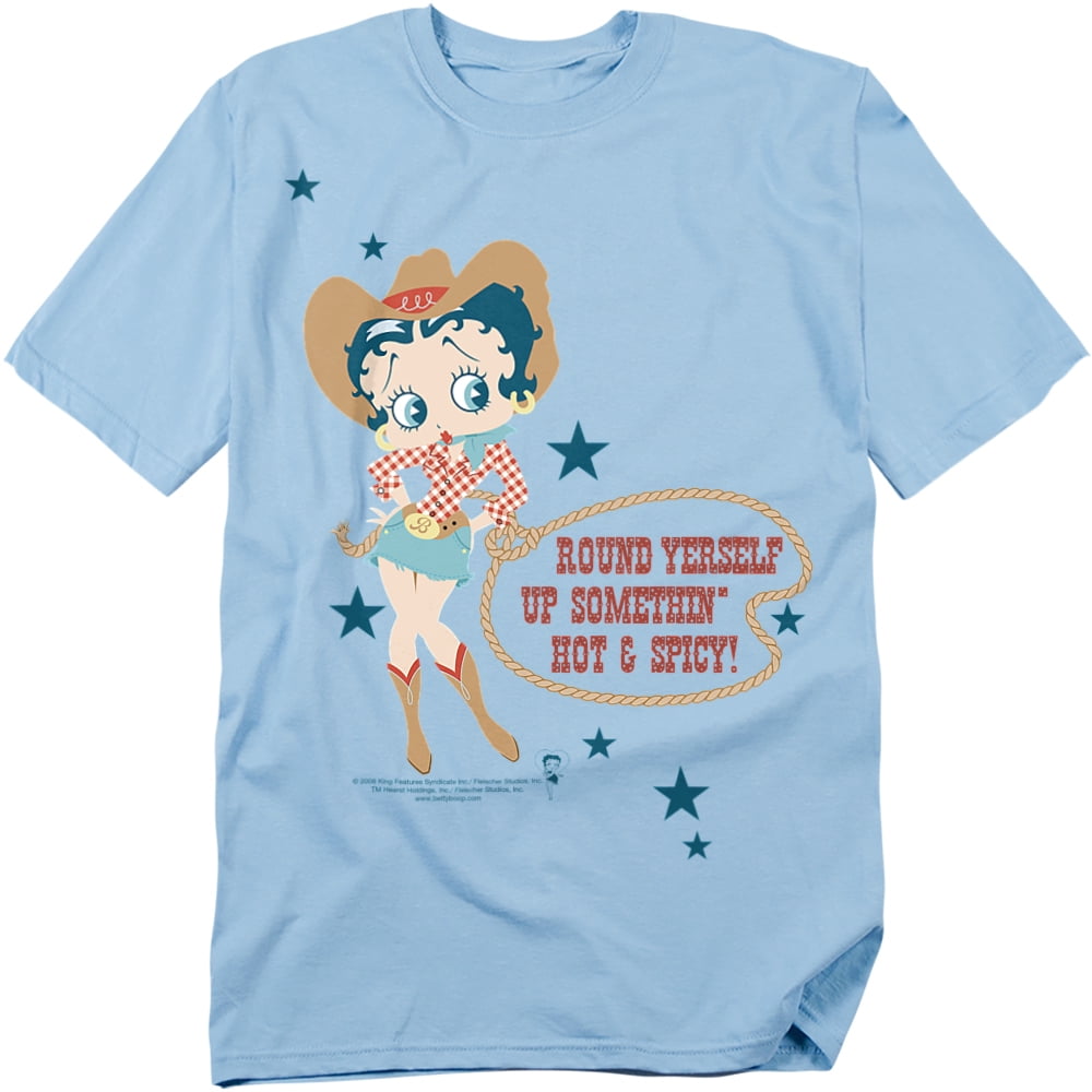 Betty Boop Men's Hot And Spicy Cowgirl T-shirt Blue - Walmart.com