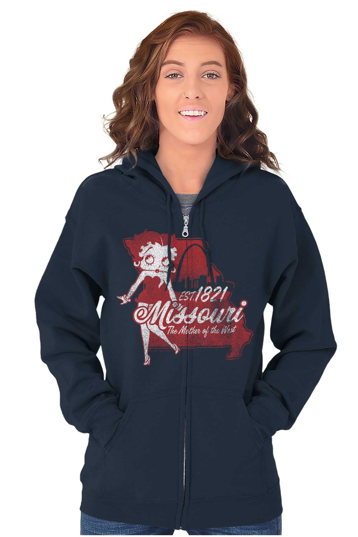 Betty Boop Missouri State Outline Women Plus Size Zipper Hoodie Brisco Brands 3X - Walmart.com