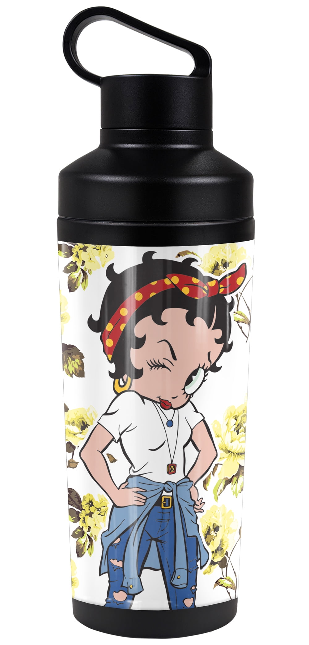 Betty Boop Official Yellow Flowers 18 oz Insulated Water Bottle, Leak ...