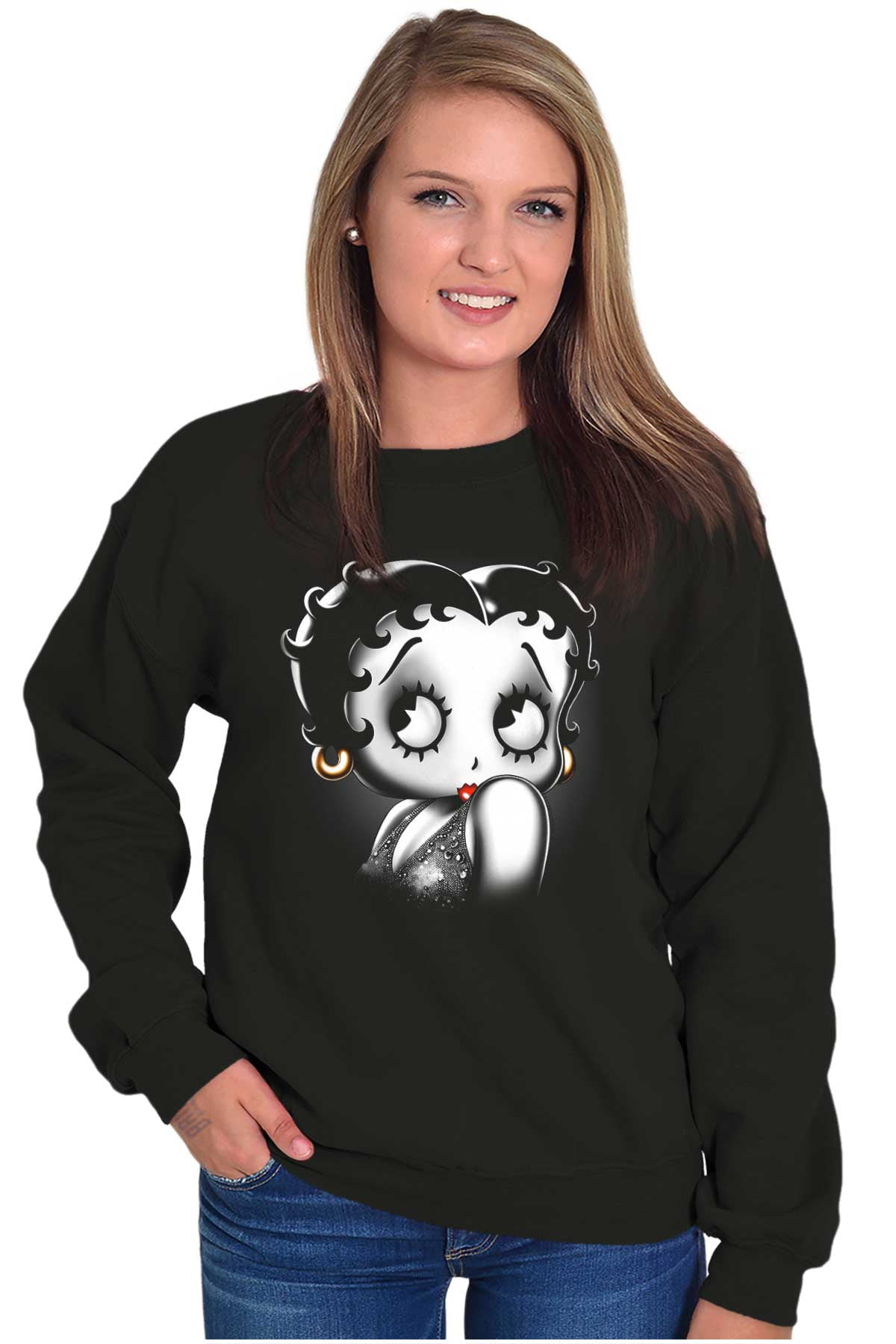 Betty Boop Old School Flapper Cartoon Women Plus Size Crewneck ...