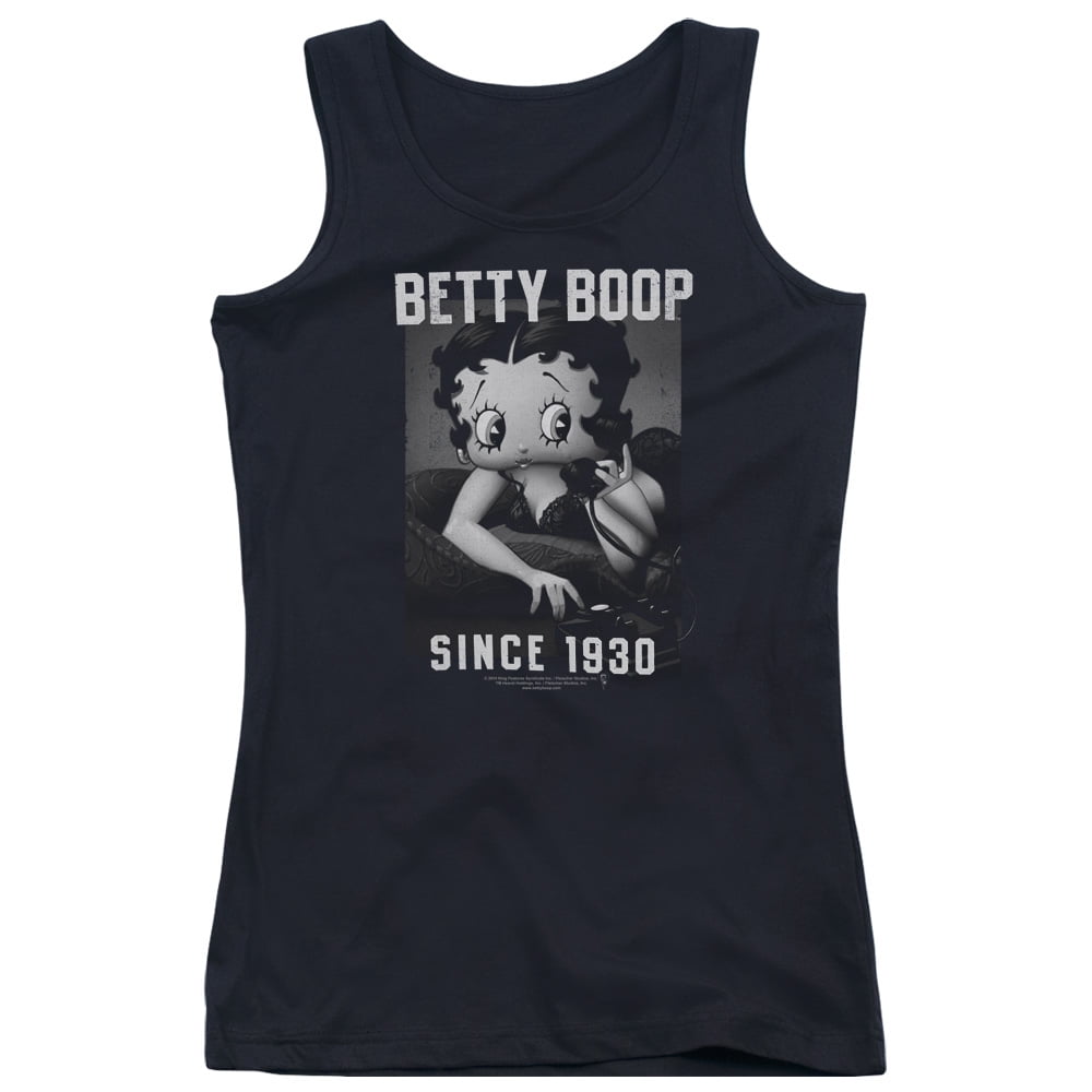 Betty Boop On The Line Junior Women's Tank Top Black - Walmart.com