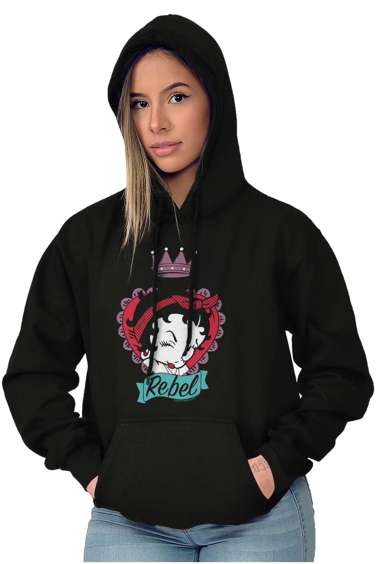 Betty Boop Rebel Girl Power Cartoon Women Plus Size Hoodie Brisco ...