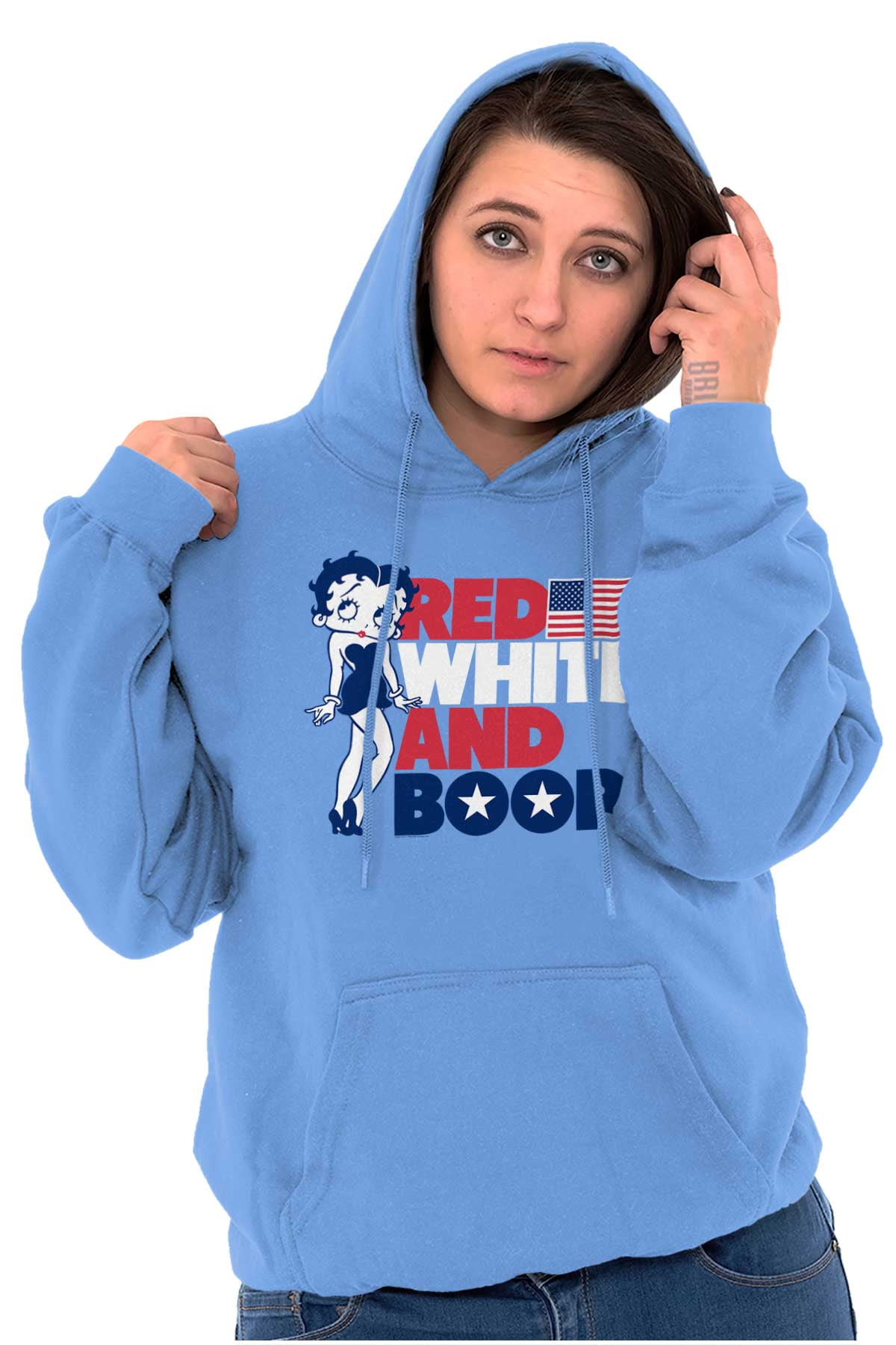 Betty Boop Red White Blue Patriotic Women Plus Size Hoodie Brisco ...