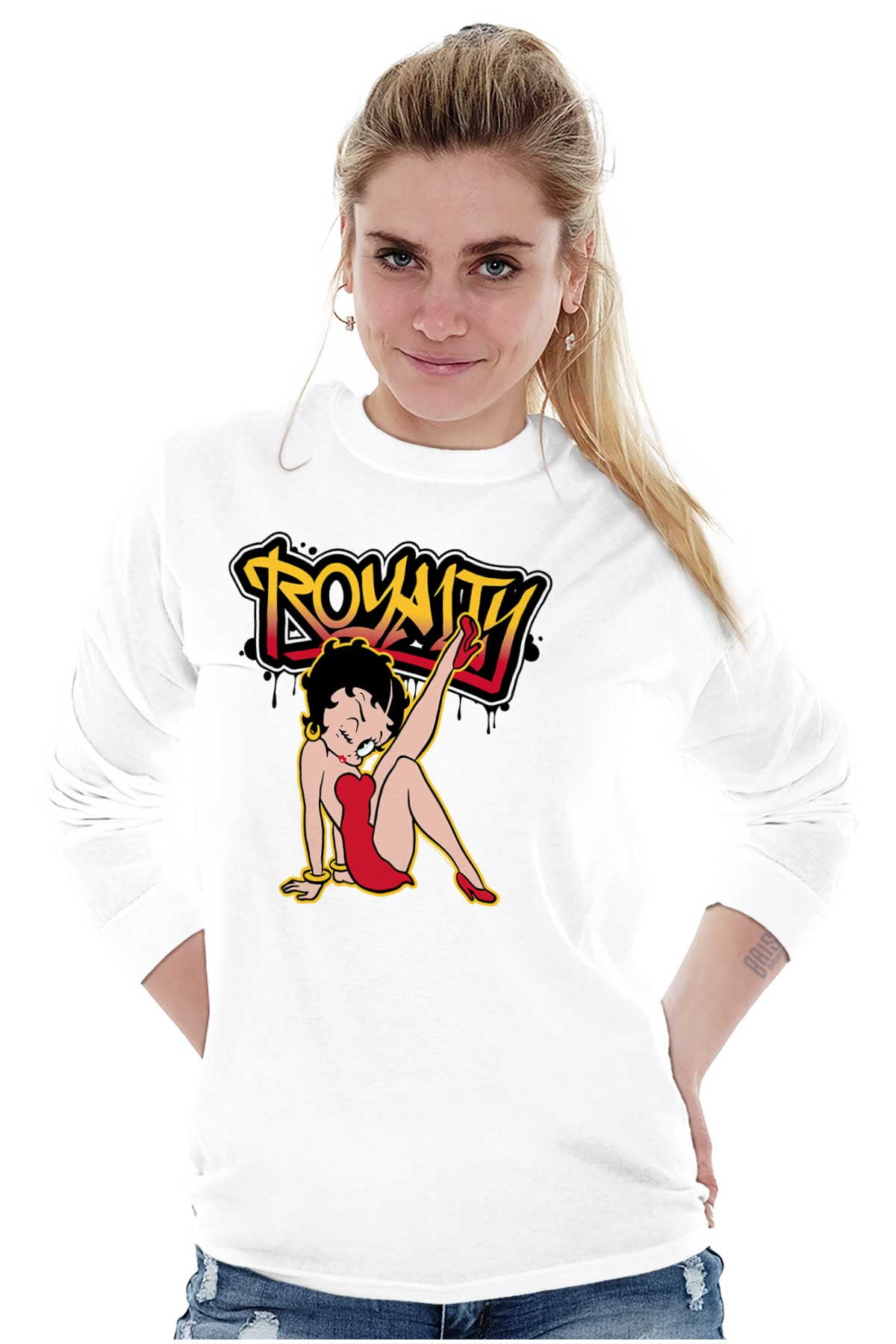 Betty Boop Royalty Paint Drip Cartoon Women's Long Sleeve T Shirt ...