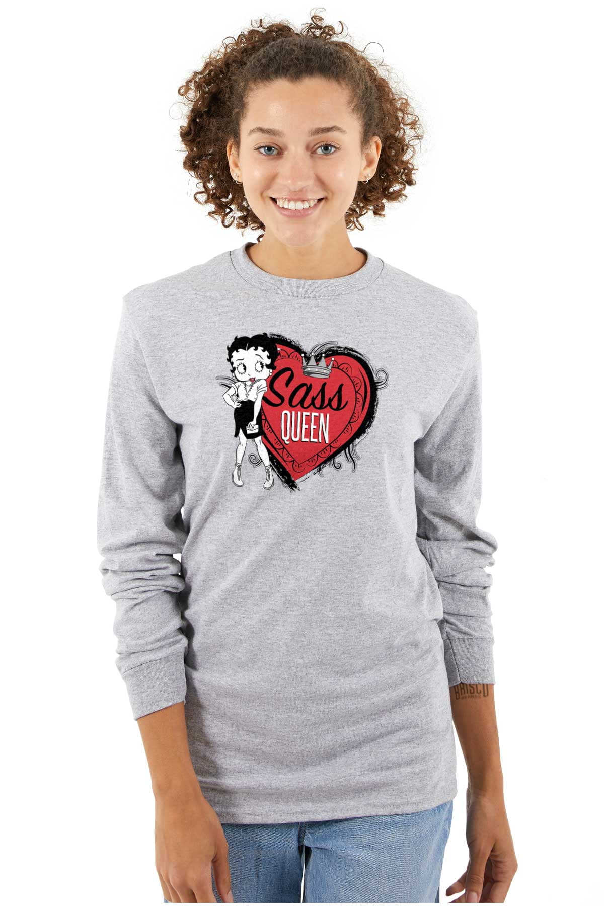 Betty Boop Sass Queen Cartoon Women Plus Size Long Sleeve Tee Brisco ...