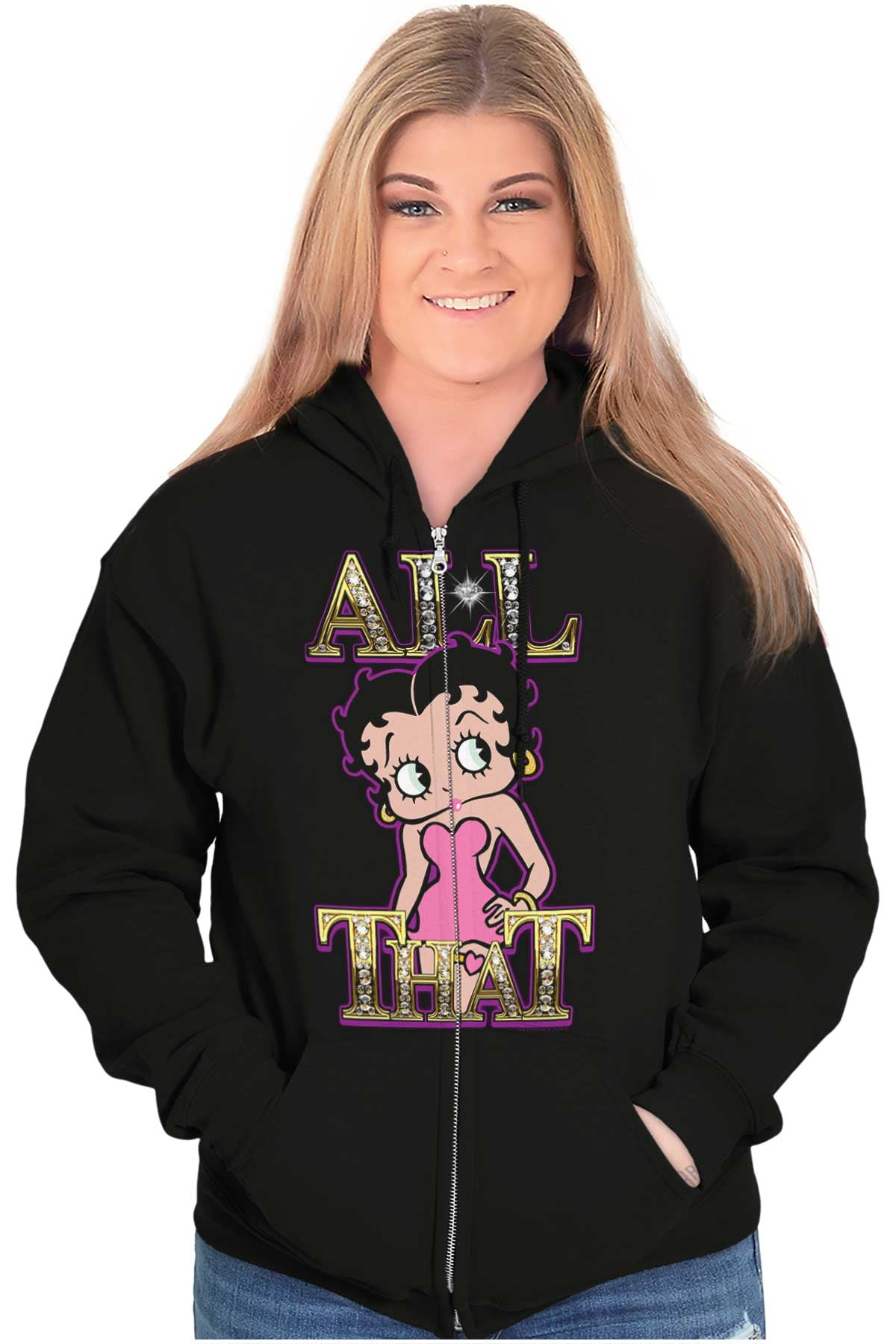 Betty Boop Sassy All That Diamonds Zip Hoodie Sweatshirt Women Brisco ...
