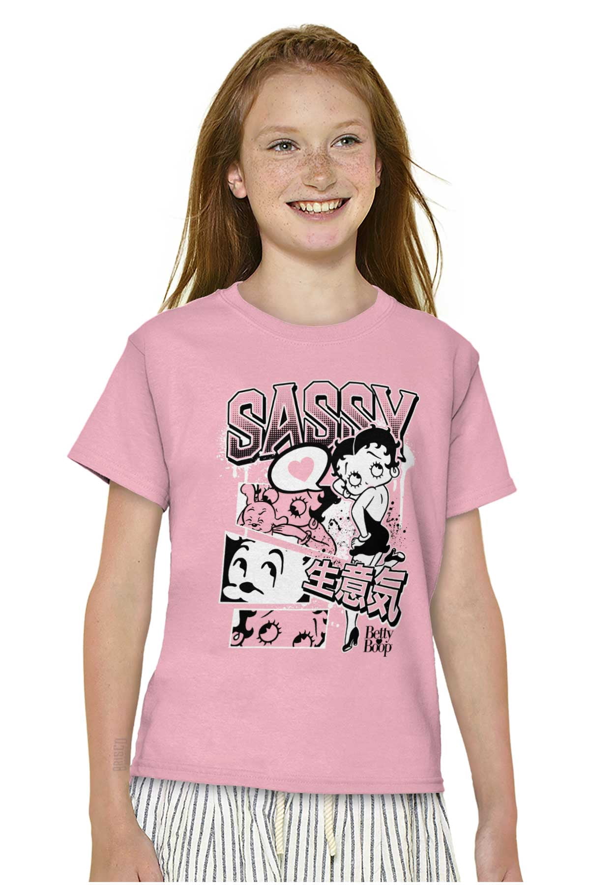 Betty Boop Sassy Kanji Comic Panels Girls Kids T Shirt Tees Teen Brisco ...