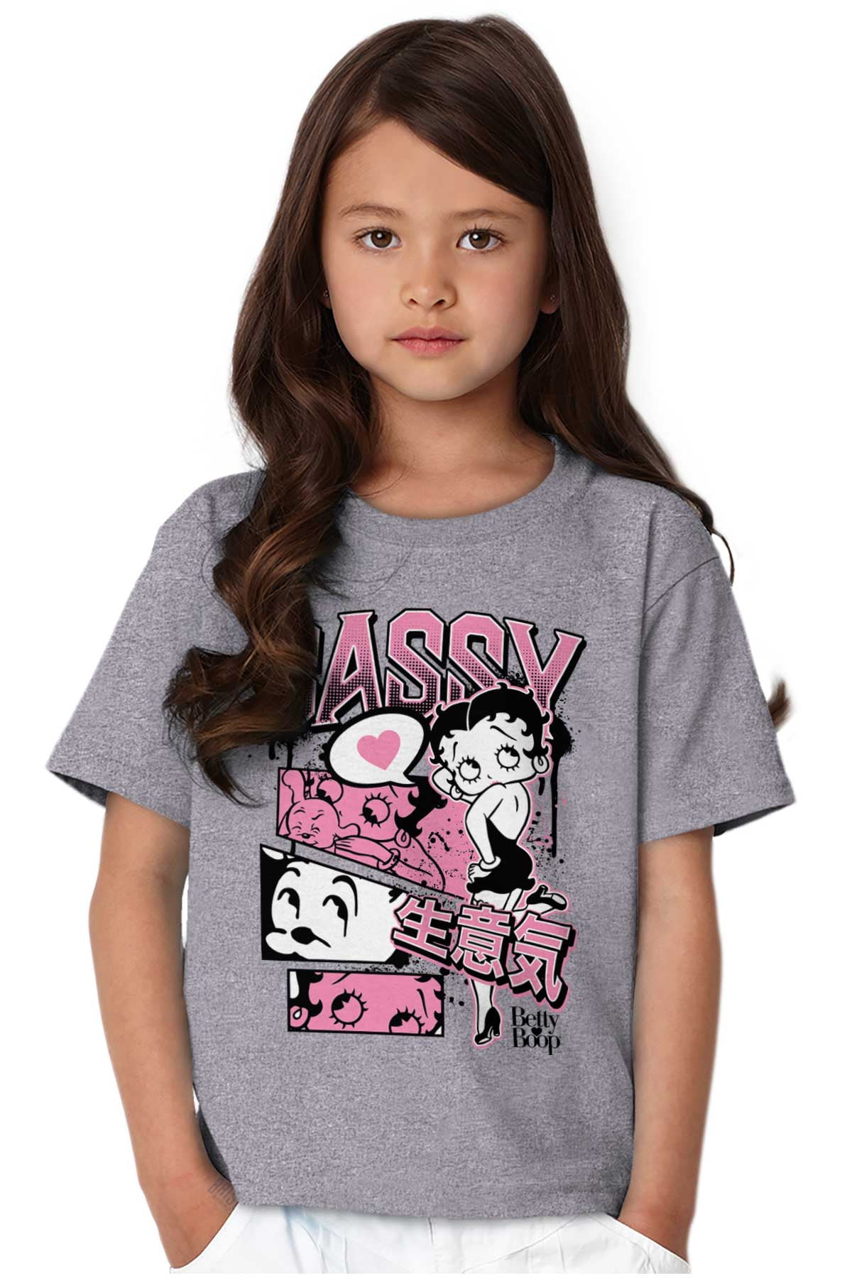 Betty Boop Sassy Kanji Comic Panels Girls Kids T Shirt Tees Teen Brisco ...